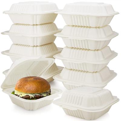 China Eco-friendly customized hamburger box fast food grade corn starch clam box container lunch packaging box for sale