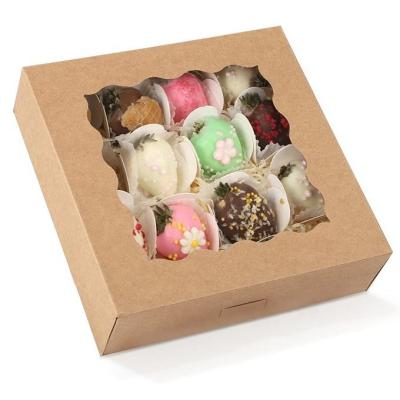 China Eco-friendly custom cake donut kraft paper pie box window cake box for sale