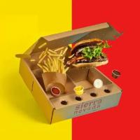 China Customized 350GSM Kraft Cardboard Fast Food Box for Hamburger Fries Fried Chicken for sale