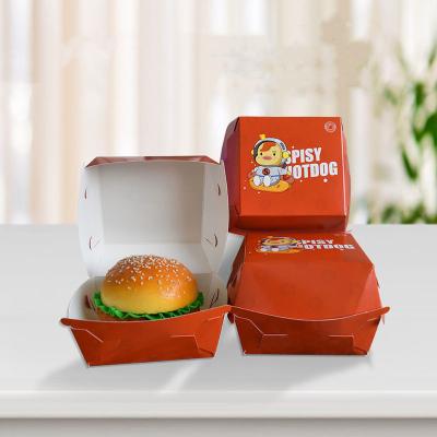 China Customized printing disposable fast food burger box corrugated paper burger box packaging for sale