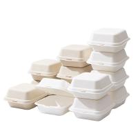 China Custom Printed Biodegradable Hamburger Box 6x6x3 inch Made from Sugarcane Corn Bagasse for Fast Food for sale