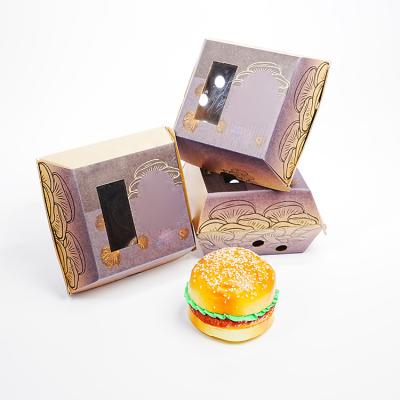 China Wholesale Custom Eco Friendly Biodegradable Kraft Paper Hamburger Box 8x8x5 Inch Oil Resistant for sale
