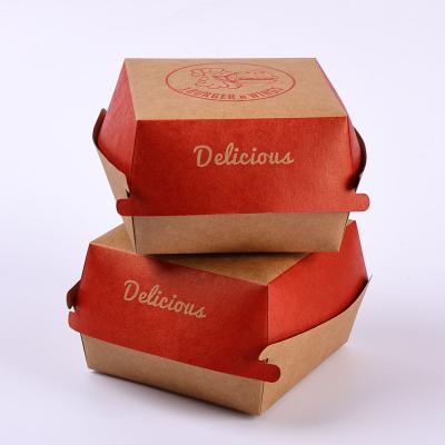 China Customized Clam Shell Eco-friendly Kraft Paper Food Grade Packaging Burger Box for sale