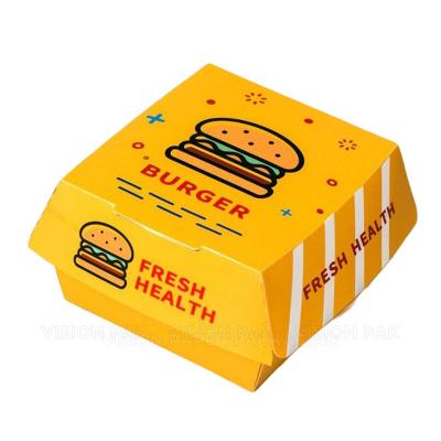 China Hamburger Box Fast Food Delivery Packaging Eco-friendly Customization Biodegradable Oil Proof Paper Packaging Box for sale