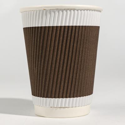 China Double Walled Disposable Coffee Cup with Lid 12oz Biodegradable Water Based Coating Eco Friendly Hot Drink Paper Cup for sale