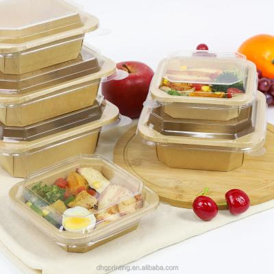 China Kraft Paper Octagonal Takeaway Bowl 500ml 750ml 1000ml 1200ml Biodegradable with Lid Custom Logo for sale