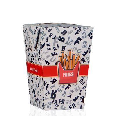 China Custom Printed French Fry Boxes 3-16 oz White Cardboard Biodegradable Fast Food Packaging with Grease-Resistant Coating for sale