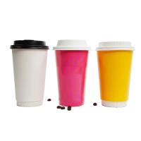 China Custom Double Wall Coffee Paper Cup 12oz 16oz 20oz 24oz with Lid Disposable Hot Drink Milk Tea Cup for sale