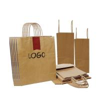 China Custom Biodegradable Kraft Paper Bags 80-120gsm with Logo Printing for Food Retail - FSC Certified Eco Packaging for sale