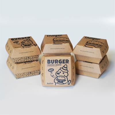 China Customized printed logo disposable fast food takeaway burger box for sale