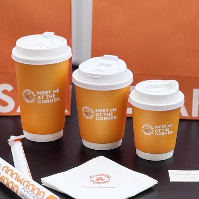 China Custom Disposable Coffee Cups 4oz to 18oz Single Double Wall Paper Cups with Lids for sale