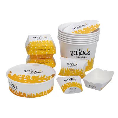 China Wholesale Custom Logo Eco Friendly Food Grade Paper Box for Burger Fries Fried Chicken 3 in 1 1kg Capacity for sale