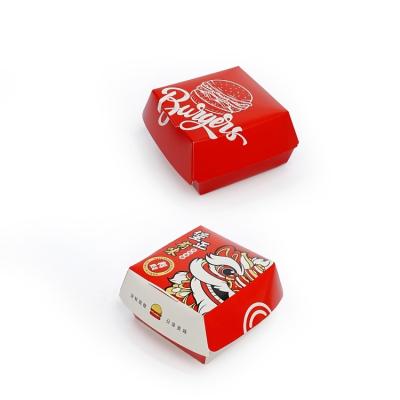 China Customized printing logo eco-friendly food grade white cardboard packaging hamburger box for sale