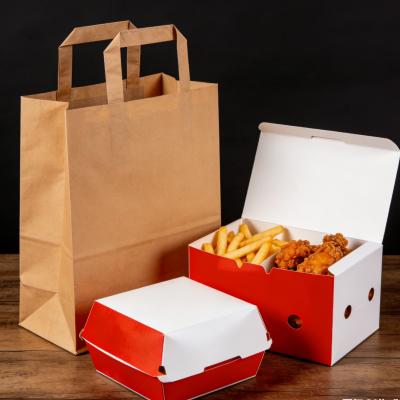 China Recyclable Kraft Paper Custom Fast Food Box for Hamburger French Fries Fried Chicken 100% Eco Friendly for sale