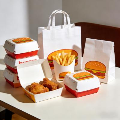China Wholesale Custom Fast Food Takeout Boxes 250-400gsm Kraft Paper for Burger Fried Chicken Fries for sale
