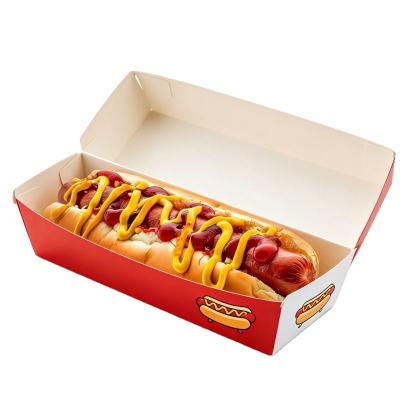 China Eco Friendly Kraft Disposable Hot Dog Packaging Box Custom Fast Food Takeaway Box 200ml for sale
