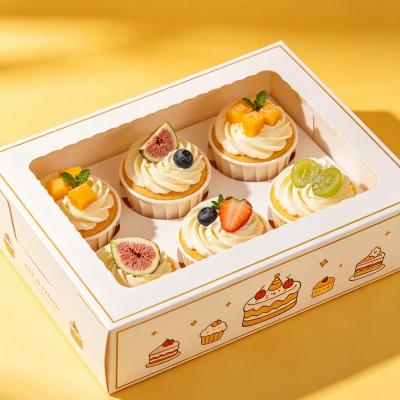 China Custom Logo Foldable Window Cake Box 300gsm Food Grade Kraft Paper Eco Friendly Flat Pack Bakery Packaging for sale