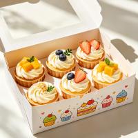 China Custom Logo Foldable Window Cake Box 300gsm Food Grade Kraft Paper Eco Friendly Flat Pack Bakery Packaging for sale