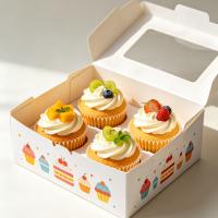 China Custom Logo Foldable Window Cake Box 300gsm Food Grade Kraft Paper Eco Friendly Flat Pack Bakery Packaging for sale