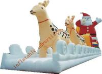 China Inflatable Christmas Santa With Ride Reindeer Made Of PVC Tarpaulin For Christmas for sale