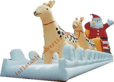 China Inflatable Christmas Santa With Ride Reindeer Made Of PVC Tarpaulin For Christmas for sale