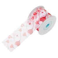 China MSD Ribbon Gift Packaging Valentine's Day Heart Love Print Organza Ribbon for Flowers for sale