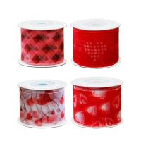 China MSD Ribbon Gift Packaging Valentine's Day Heart Love Print Organza Ribbon for Flowers for sale