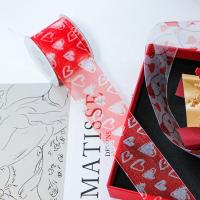 China MSD Ribbon Gift Packaging Valentine's Day Heart Love Print Organza Ribbon for Flowers for sale