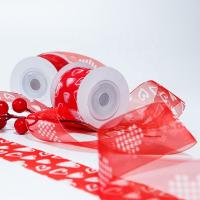 China MSD Ribbon Gift Packaging Valentine's Day Heart Love Print Organza Ribbon for Flowers for sale