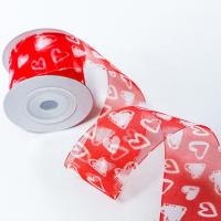 China MSD Ribbon Gift Packaging Valentine's Day Heart Love Print Organza Ribbon for Flowers for sale