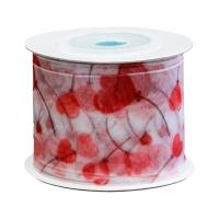 China Valentine's Day Heart Organza Ribbon 3.5cm for High Tenacity Christmas Decoration for sale