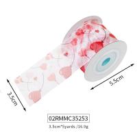 China Valentine's Day Heart Organza Ribbon 3.5cm for High Tenacity Christmas Decoration for sale