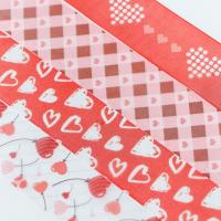 China Valentine's Day Heart Organza Ribbon 3.5cm for High Tenacity Christmas Decoration for sale