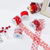China Valentine's Day Heart Organza Ribbon 3.5cm for High Tenacity Christmas Decoration for sale