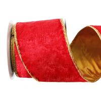 China Velvet Wired Edge Ribbon for Gift Package and Party Decoration Purple Black Ribbon for sale