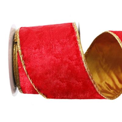 China Velvet Wired Edge Ribbon for Gift Package and Party Decoration Purple Black Ribbon for sale