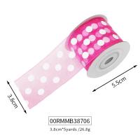 China Single Face Style Custom Christmas Ribbon 3.8cm Wide White Polka Dot Organza Ribbon for sale