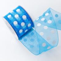 China Single Face Style Custom Christmas Ribbon 3.8cm Wide White Polka Dot Organza Ribbon for sale
