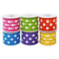 China Single Face Style Custom Christmas Ribbon 3.8cm Wide White Polka Dot Organza Ribbon for sale