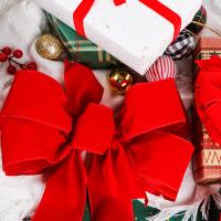 China MSD Customization Red Velvet Ribbon Bow for Festive Christmas and Holiday Decorations for sale
