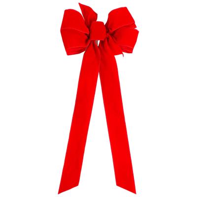 China MSD Stock Red Velvet Christmas Ribbon Bow for Home and Tree Decoration Embellishments for sale