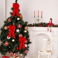 China MSD Stock Red Velvet Christmas Ribbon Bow for Home and Tree Decoration Embellishments for sale