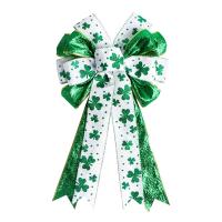 China Green Irish Burlap Ribbon Bows for Party and Birthday Decorations in 29cm*53cm Size for sale