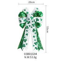 China Ireland Style Glitter Ribbon Bow for Festivals in 29cm*53cm Size Green and White for sale