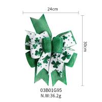 China Ireland Style Glitter Ribbon Bow for Festivals in 29cm*53cm Size Green and White for sale