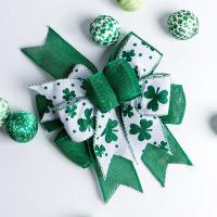 China Ireland Style Glitter Ribbon Bow for Festivals in 29cm*53cm Size Green and White for sale