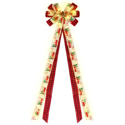 China Long Big Velvet Bows in Light Gold for Christmas Ribbon Decoration Customizable for sale