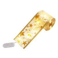 China Large Light Ribbon Burlap Golden Grey Soft Ribbon and Start Light for Party Decoration for sale