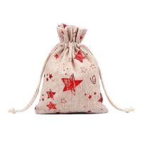 China Drawstring Printed Burlap Bags for Christmas Gift and Candy 13cm*18cm Like Picture for sale