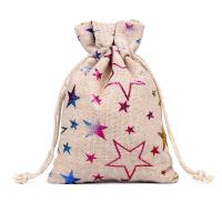 China Drawstring Printed Burlap Bags for Christmas Gift and Candy 13cm*18cm Like Picture for sale